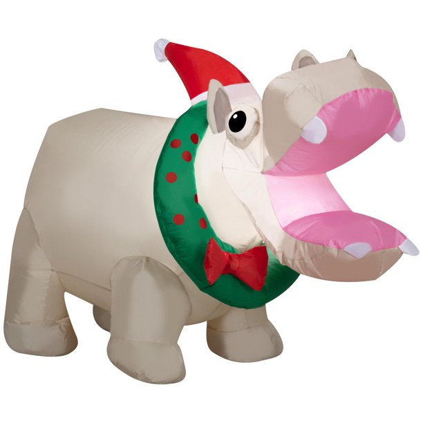 Christmas Inflatable Hippo with Santa Hat - Walmart.ca