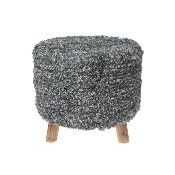 Handwoven Pouf Wooden Stand Grey - Walmart.ca