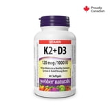 Vitamin K2+D3 120 mcg/1000 IU, 60 Softgels - Walmart.ca