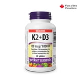 Vitamin K2+D3 120 mcg/1000 IU, 60 Softgels - Walmart.ca