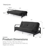 Mainstays Black Metal Arm Futon Frame with 6 inch Full Size Mattress ...