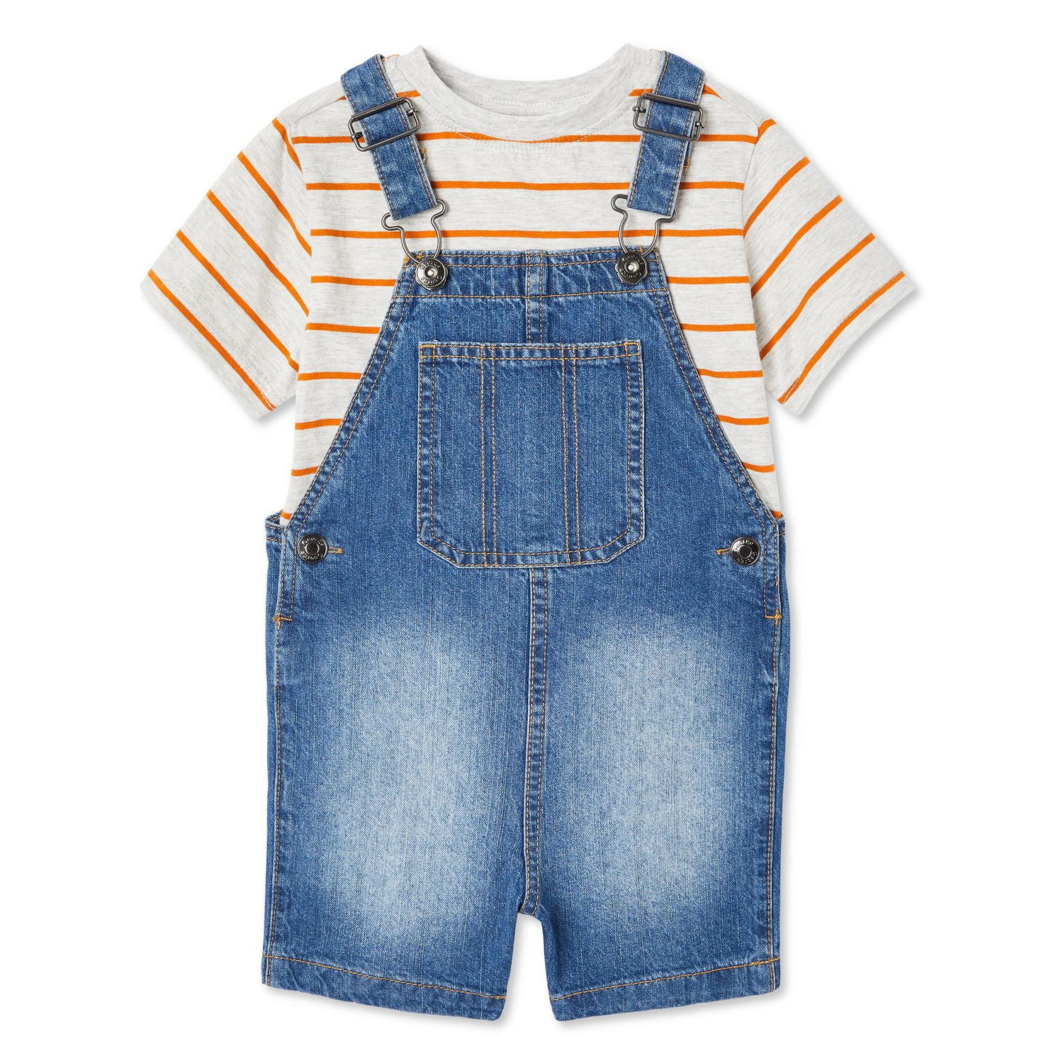 George Toddler Boys' Denim Shortall 2-Piece Set - Walmart.ca