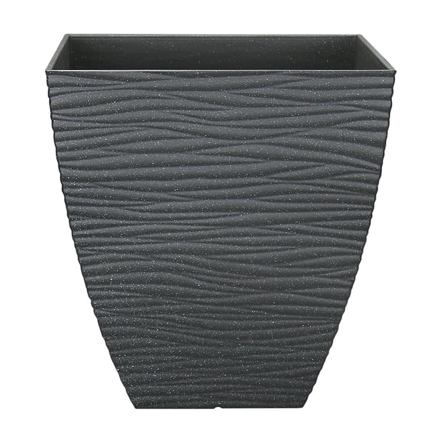 15" Square Groove Planter, Grey, 15 in, Square Groove Planter - Walmart.ca