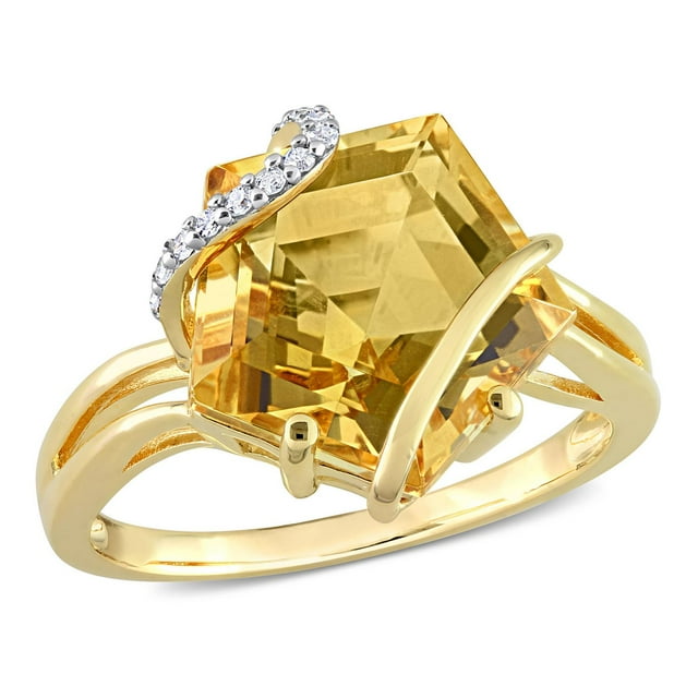 Miabella 6 Carat T.G.W. Citrine and Diamond Accent Yellow Rhodium ...