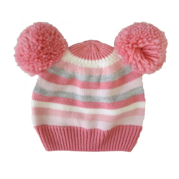 George Girls' Striped Toque with Double Pom-Poms - Walmart.ca
