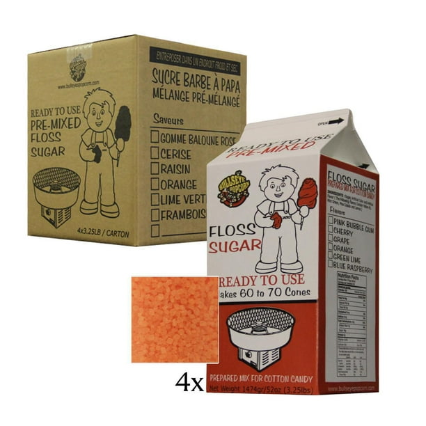 Box of 4 X 3.25 lbs Orange Cotton Candy Floss Sugar - Walmart.ca