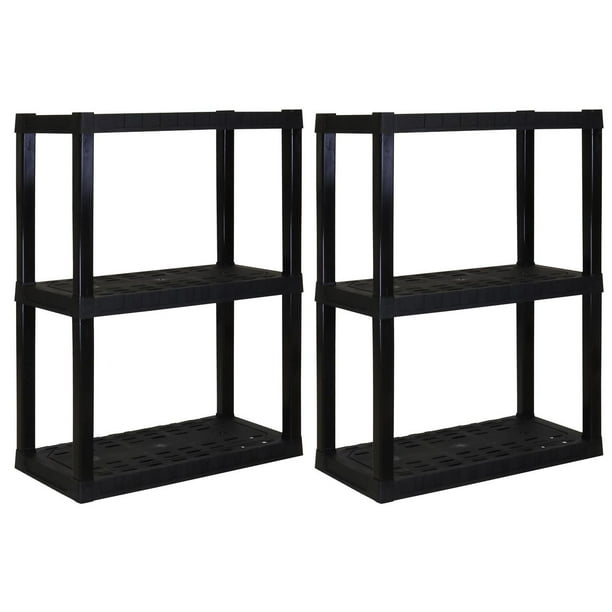 Hyper Tough 3-Tier Plastic Shelves, W30 x D14 x H39" Multipurpose Home ...