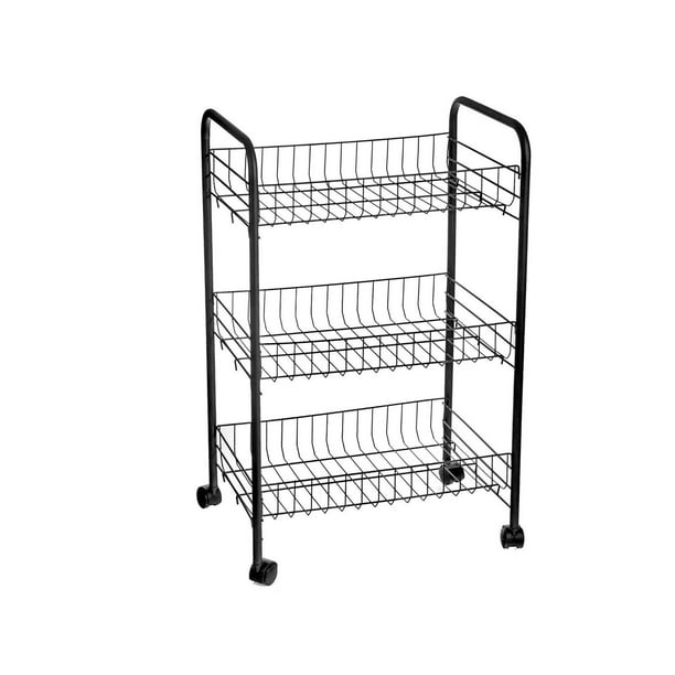 3 Tier Metal Trolley With Wheels (Black) - Walmart.ca