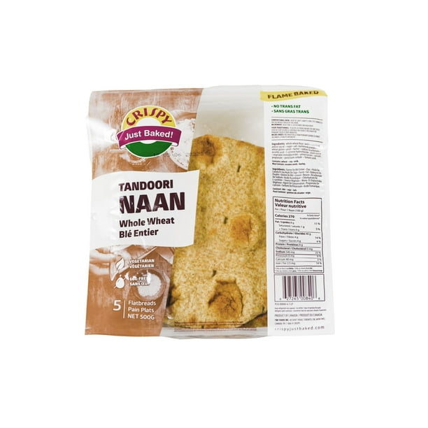 Crispy Traditional Style Whole Wheat Stone Baked Tandoori Naan, 5 Naans ...