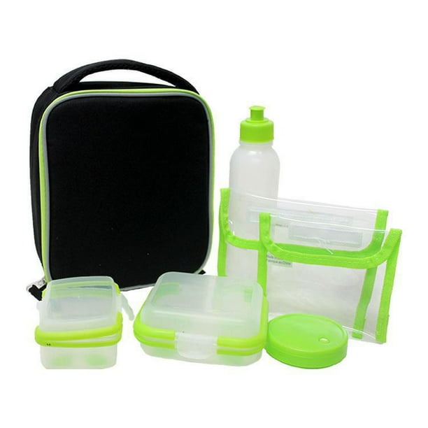 7-Piece Lunch Bag Set, Black with Neon Green Accents - Walmart.ca