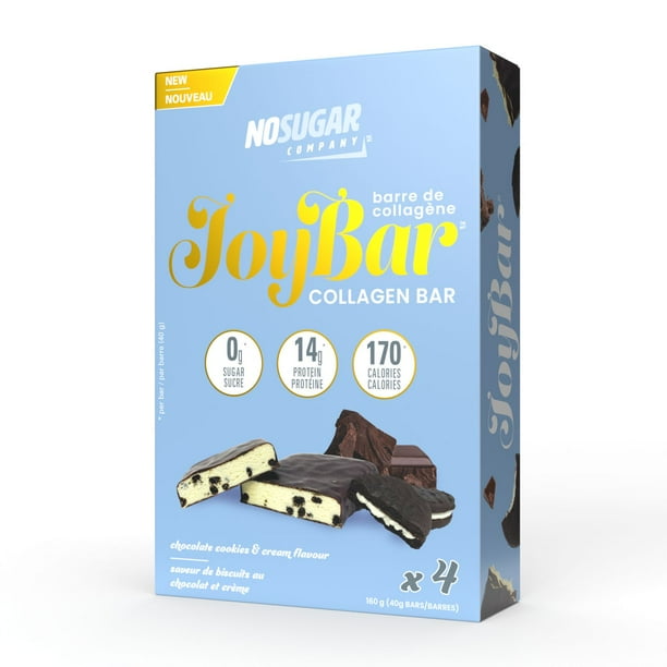 No Sugar Joybar Collagen Bar Cookies & Cream, 4 x 40g - Walmart.ca