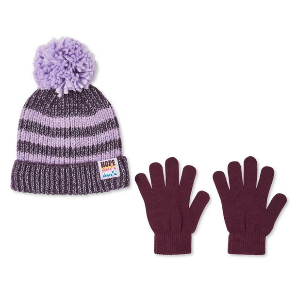 George Girls' Lurex Striped Toque and Gloves 2-Piece Set - Walmart.ca