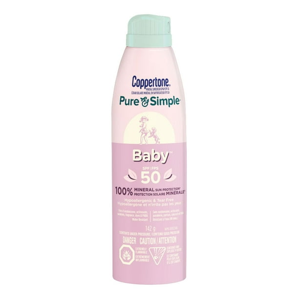 Coppertone Mineral Sunscreen Spray Pure & Simple Baby SPF 50, Spray ...