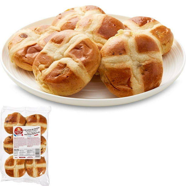 La Fournée Dorée Raisin And Spice Hot Cross Buns, 6 pieces, 240 g total ...