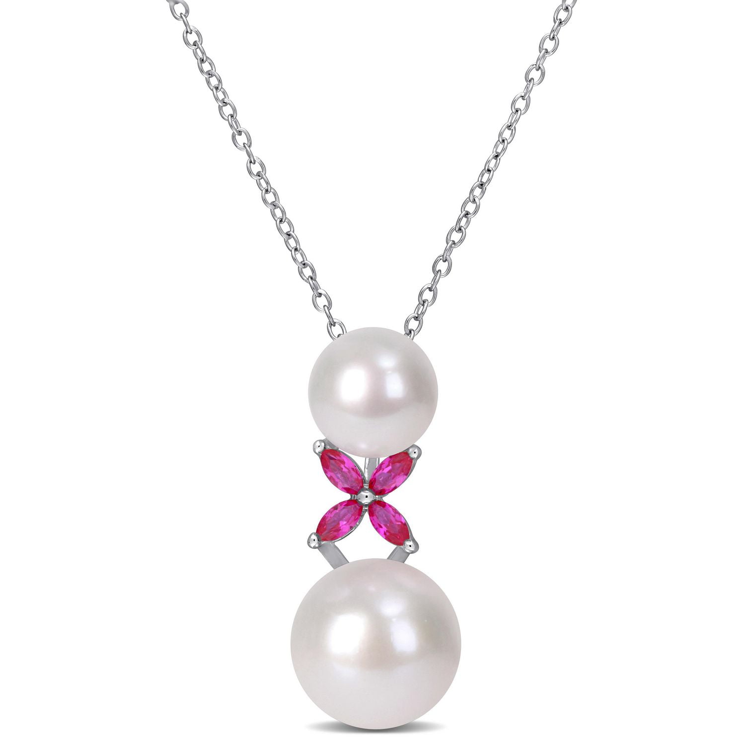 Click here for Miabella Freshwater Cultured Pearl And Created Rub... prices
