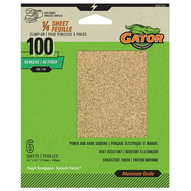 Gator Multi-Surface Clamp-On 1/4 Sanding Sheet - 100 Grit, 6-Pack ...