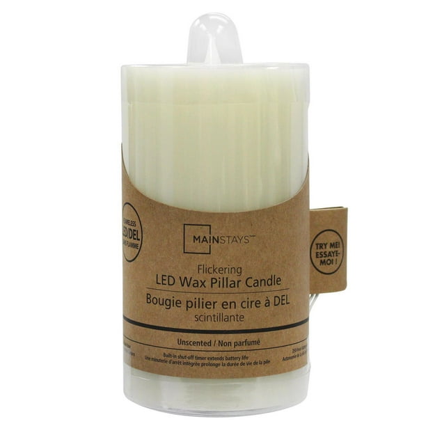 Mainstays Unscented Flickering LED Wax Pillar Candle, 3"x 5"H, 5-hour ...