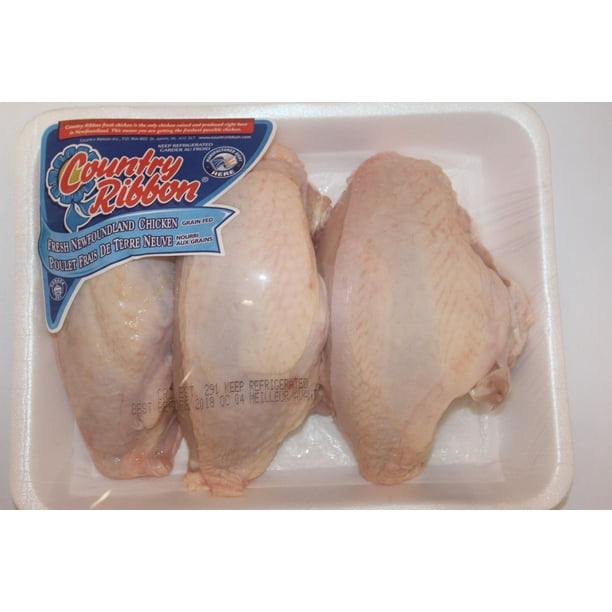 Country Ribbon Fresh Chicken Bone In Breast, Value Pack, 0.94 - 1.24 kg ...