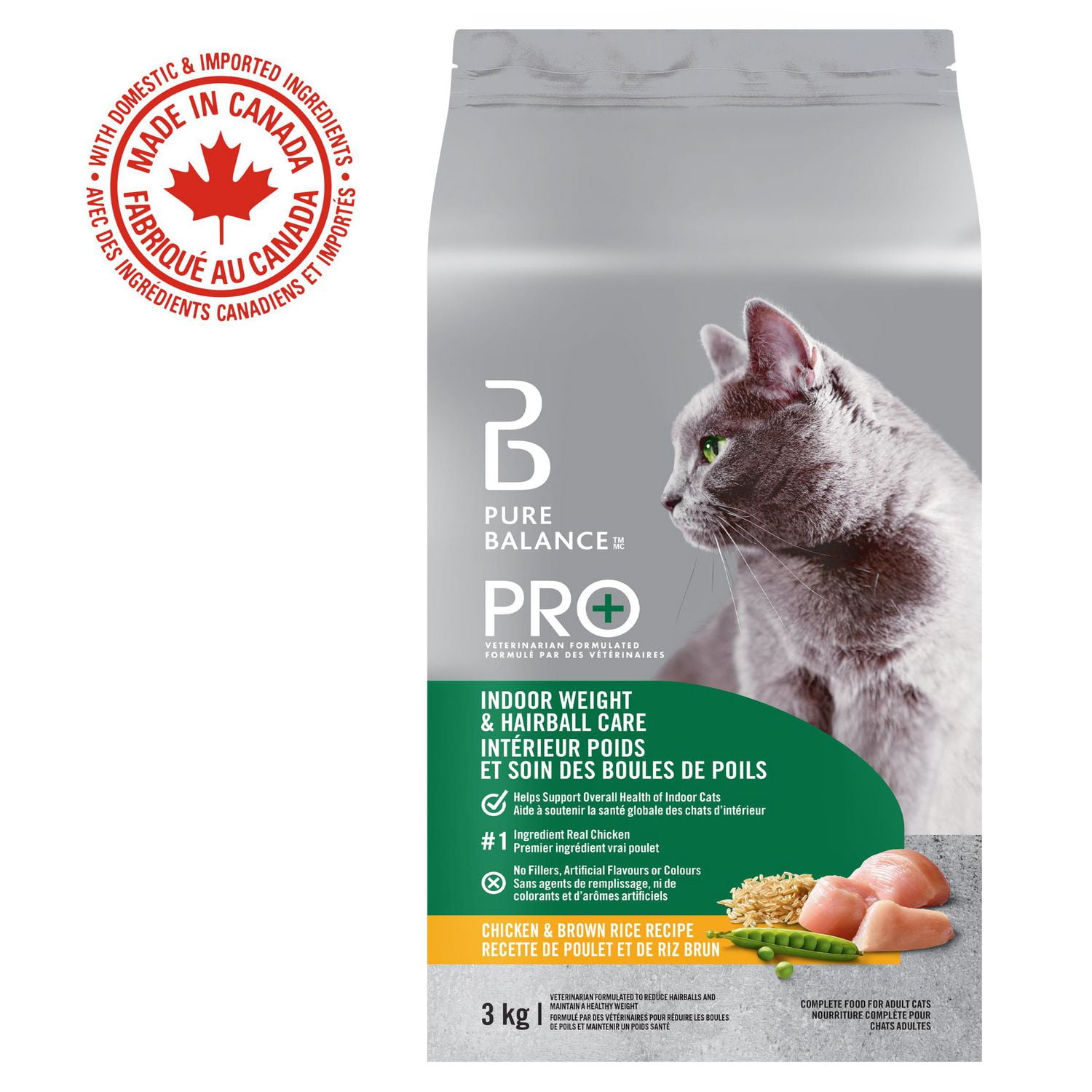 Pure Balance Pro+ Indoor Weight & Hairball Care with Chicken & Brown ...