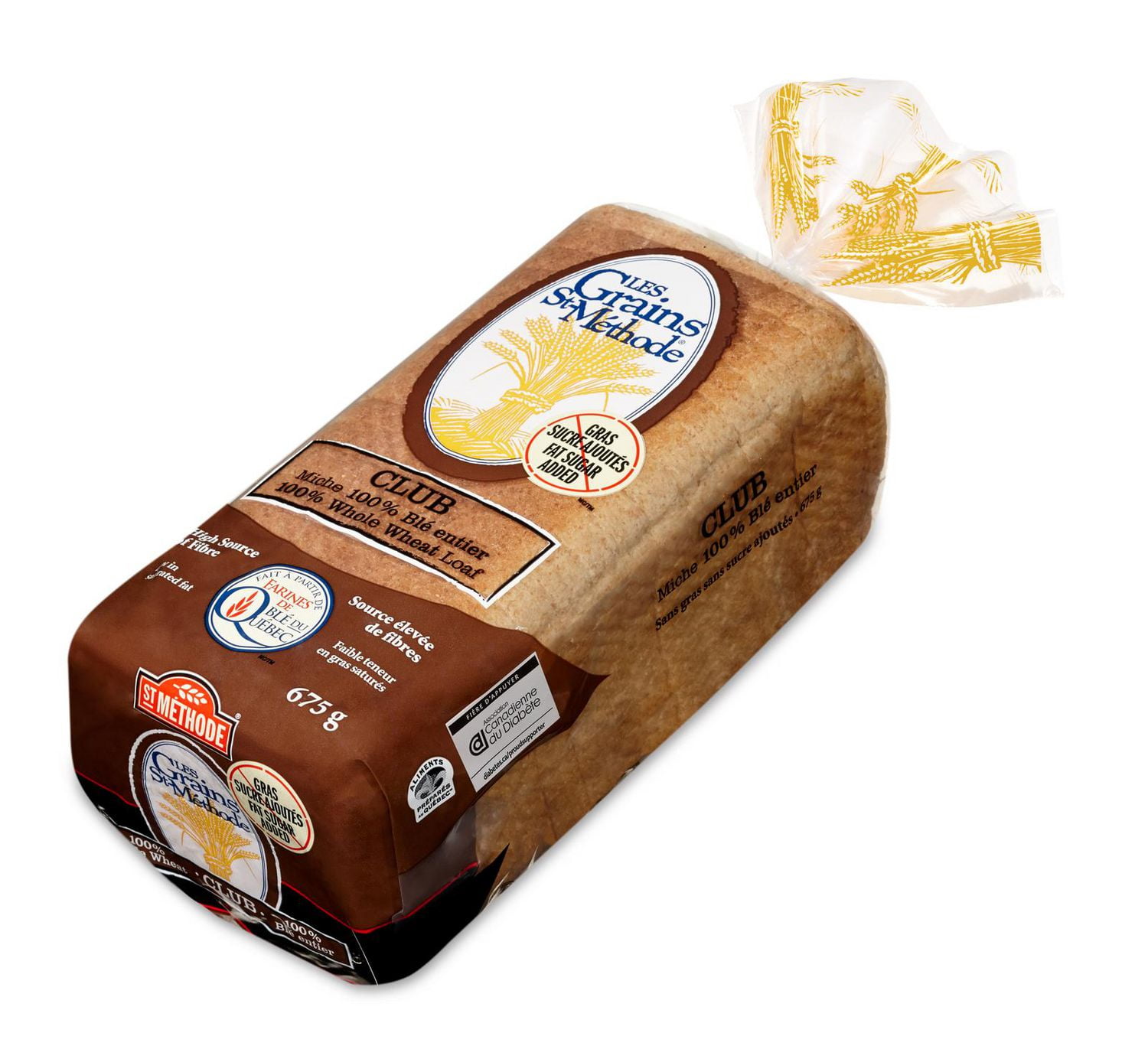 Les Grains St-Methode Club 100 % Whole Wheat Sliced Bread Loaf ...