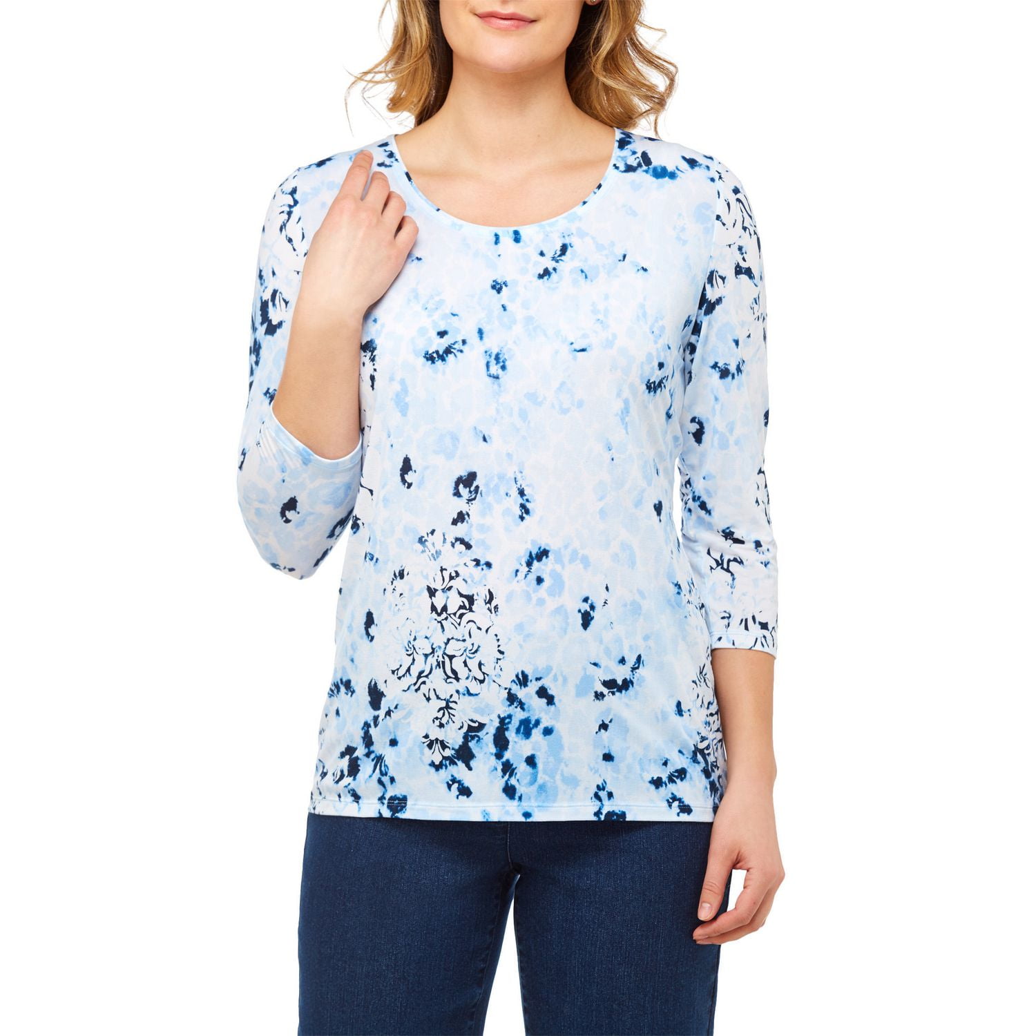 Alia 3/4 Sleeve Scoop Neck Knit Tee | Walmart Canada