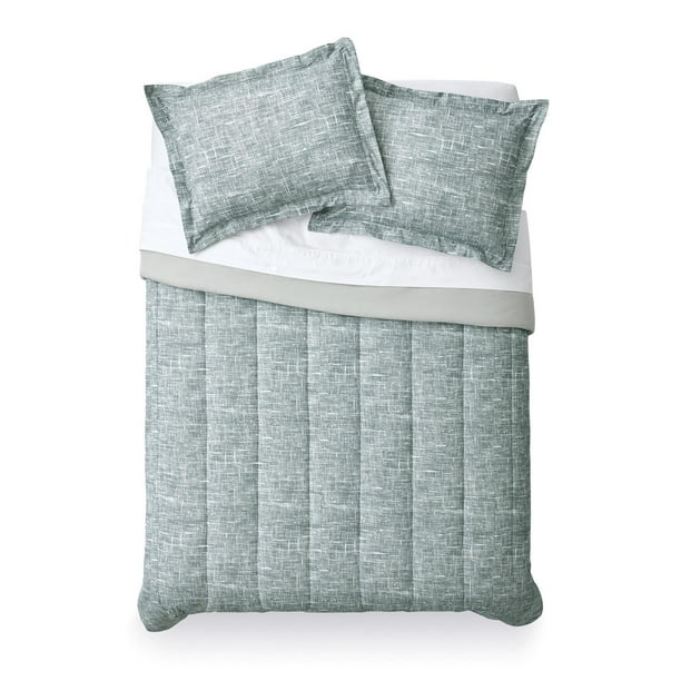 Mainstays Grey Grid Comforter Set, Available in Twin, Double and Queen ...