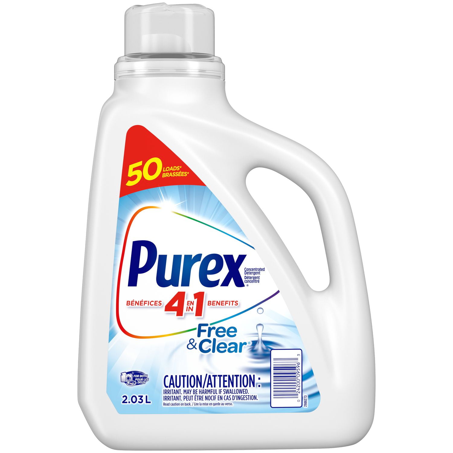 Purex 4 in 1 Liquid Laundry Concentrated Detergent, Free & Clear, 2.03 ...