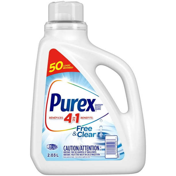 Purex 4 in 1 Liquid Laundry Concentrated Detergent, Free & Clear, 2.03 ...