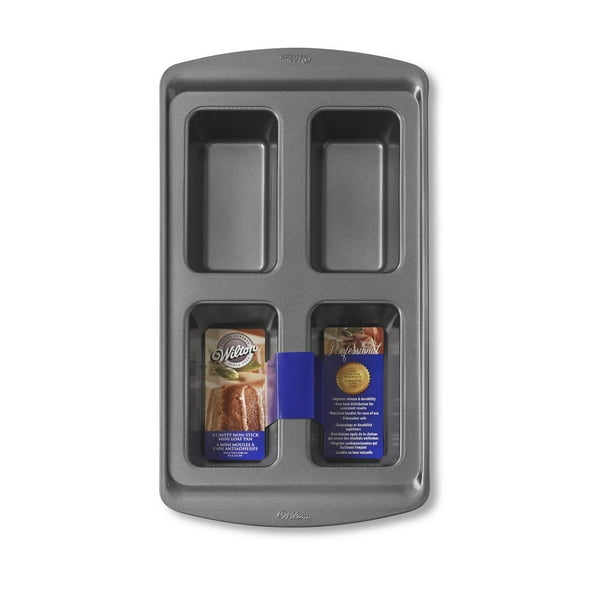 WILTON Baker's Professional Non-Stick Bakeware Mini 4-Cavity Loaf Pan ...