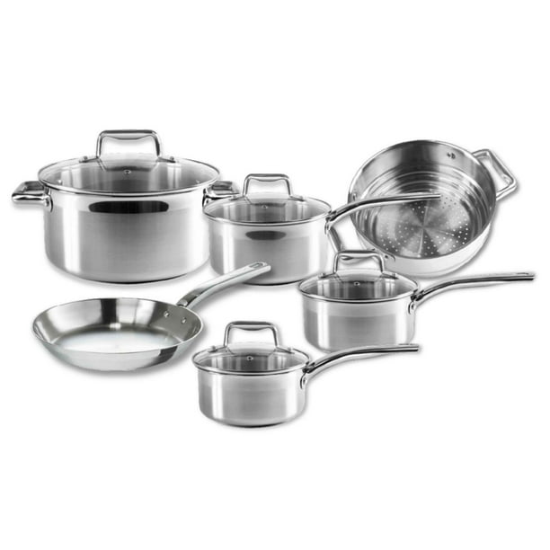 T-fal Stainless Steel 10-piece Cookware Set, Induction and oven safe ...