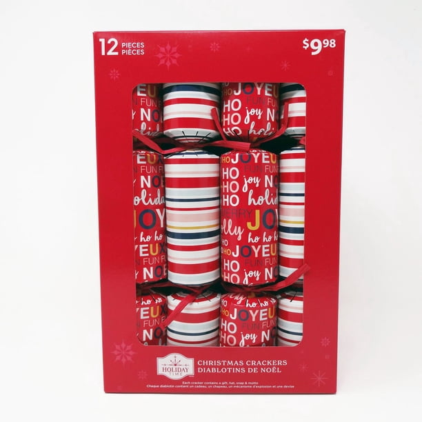 HOLIDAY TIME 12PK X 11" FAMILY CHRISTMAS CRACKERS, TEXT AND STRIPE ...
