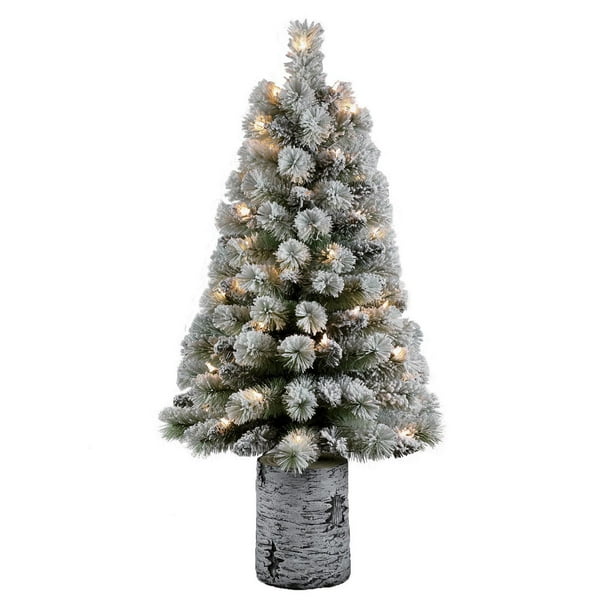 HOLIDAY TIME 3.5FT. PRE-LIT FLOCKED NORTHERN FIR PORCH TREE - Walmart.ca