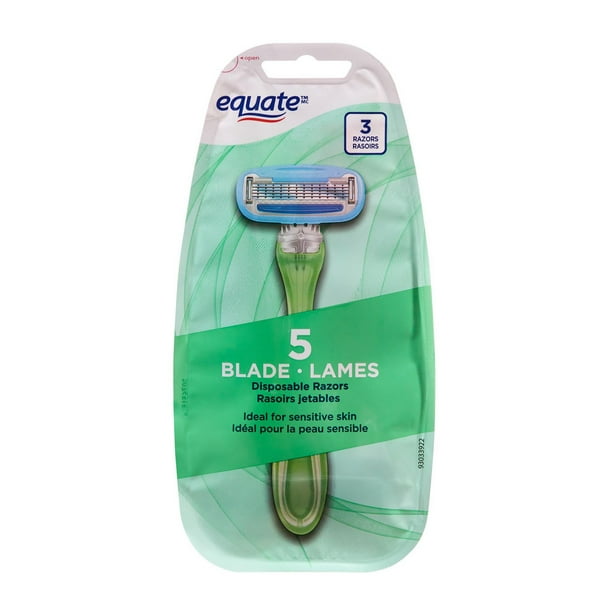 Equate 5 Blade Disposable Razors for Women, Sensitive Skin, Pack of 3 ...