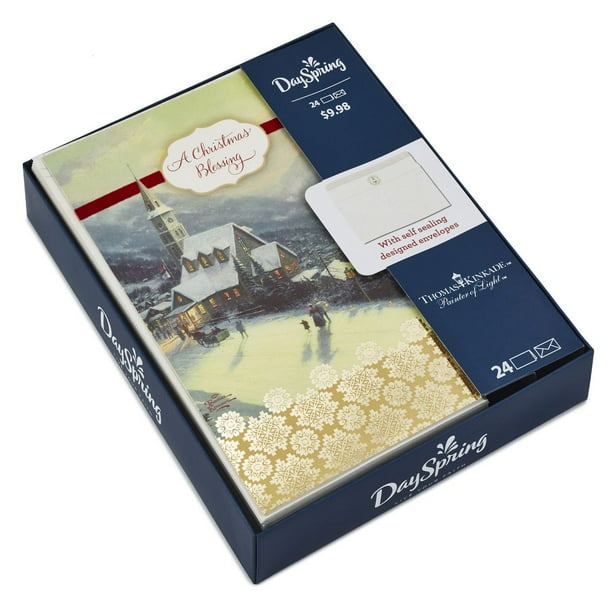 DaySpring Thomas Kinkade "Moonlit Village" Religious Christmas Cards ...