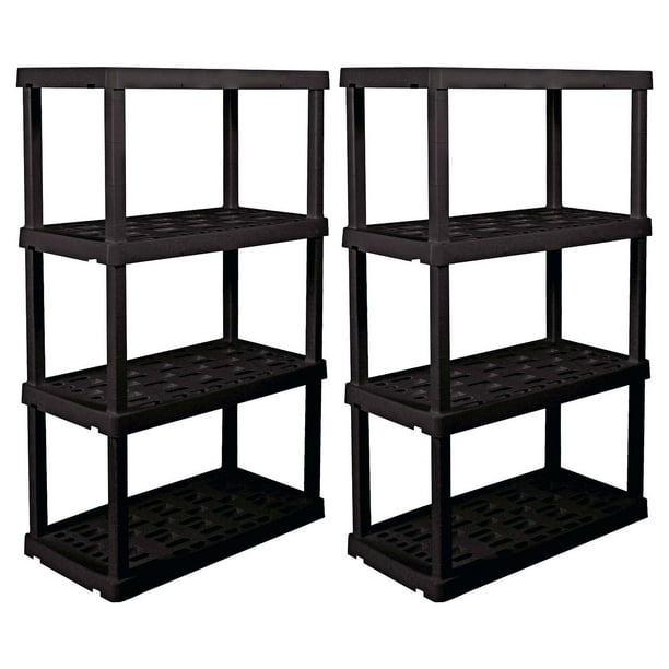 Hyper Tough Plastic Shelves 4-Tier Garage Shelves Storage Rack Shelving ...