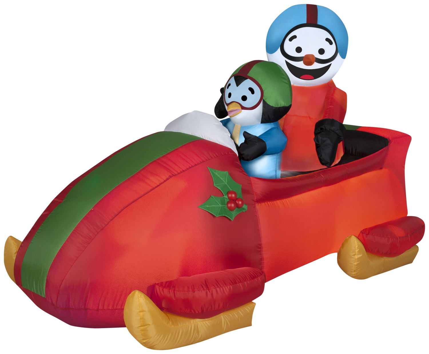 Animated 3FT Airblown Inflatable-Penguin with Snowman on Bobsled ...