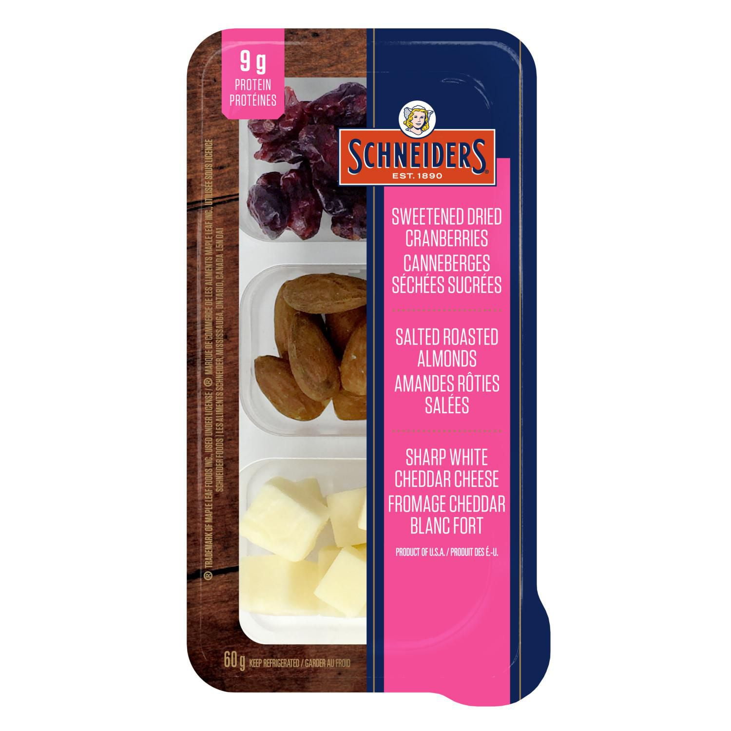 Schneiders Sharp White Cheddar Cheese Roasted Almonds & Sweetened Dried ...