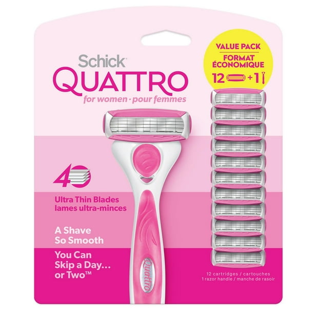 Schick Quattro For Women Razor System Value Pack, Razor & 12 Refills ...