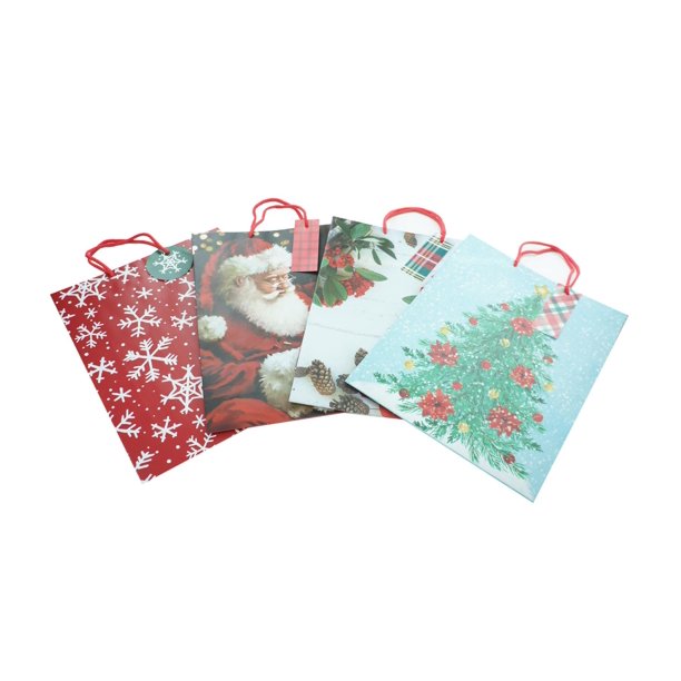 Holiday Time 4 pieces XXL gift bag set, 12 x 15 x 4 inch, Measure 12" x ...
