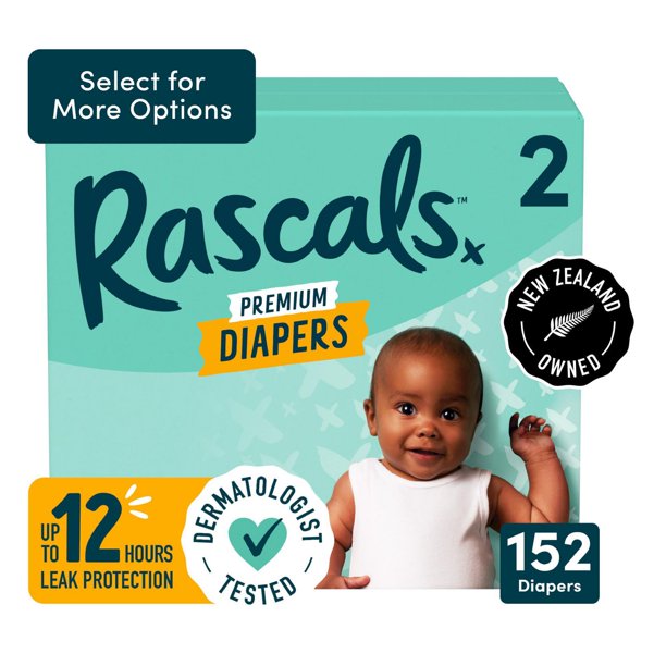 Rascal + Friends Premium Jumbo Diapers, Unisex, Sizes 1-6, Count 100 ...
