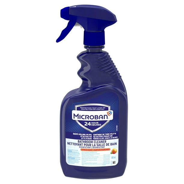 Microban 24 Hour Bathroom Cleaner and Sanitizing Spray, Citrus Scent ...