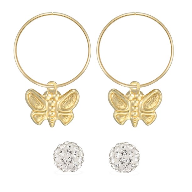 Quintessential 10kt Gold 12 Mm Sleeper With Butterfly & 4 Mm White ...