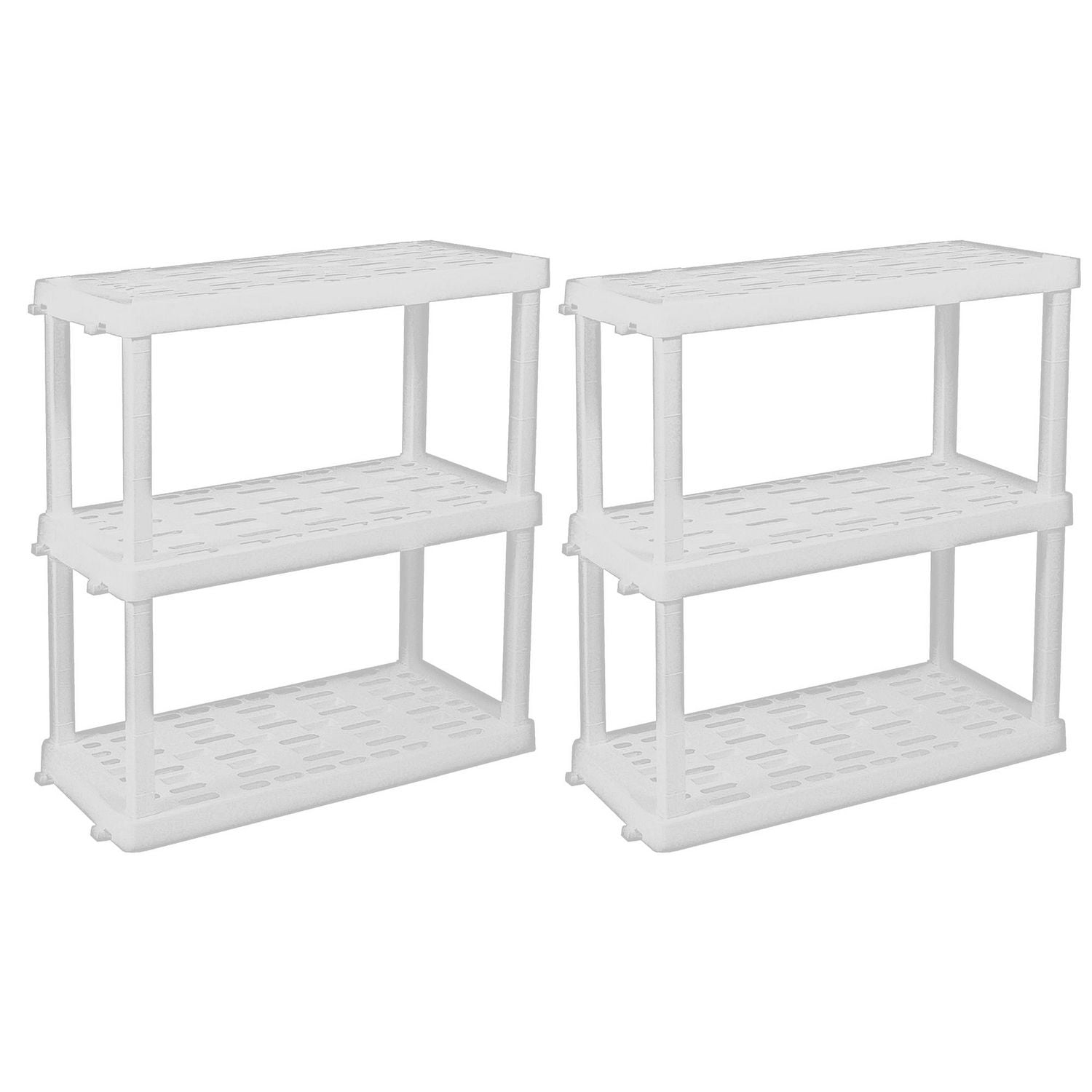 Hyper Tough Large 3-Tier Plastic Shelves, W36 x D18 x H38" Interlocking ...