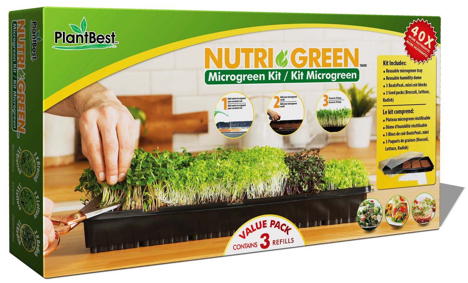 Plantbest, Inc. Nutri-Green Microgreen Kit (broccoli, Lettuce, Radish ...