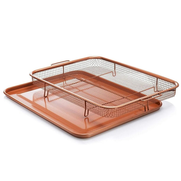 Gotham Steel Nonstick Copper Crisper Tray Set – 2-Piece Air Fryer ...