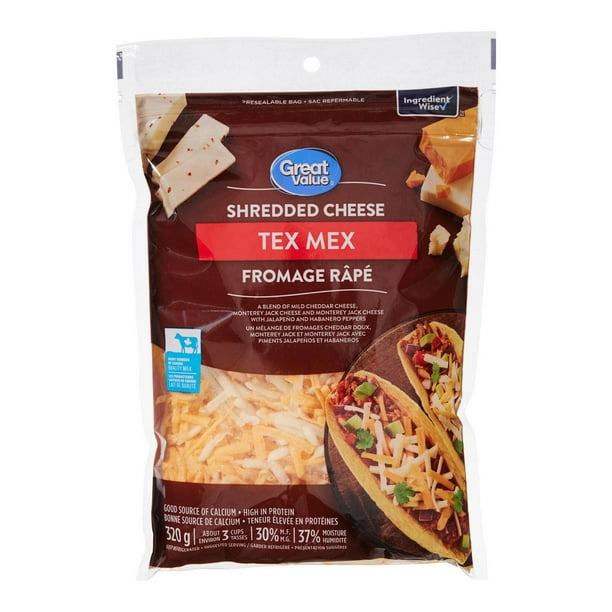 Great Value Tex Mex Shredded Cheese, 320 g - Walmart.ca