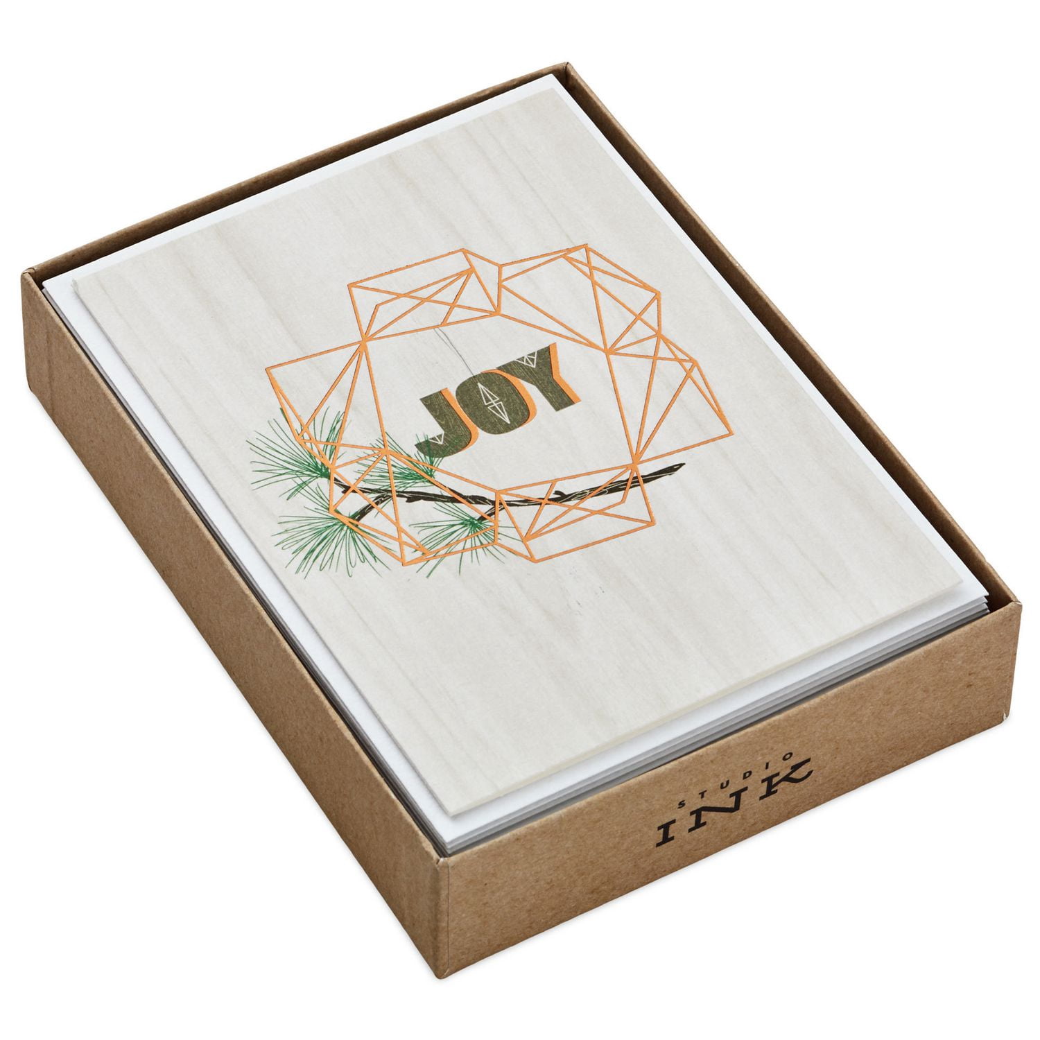 Hallmark Studio Ink Christmas Boxed Cards, Joy Wreath (12 Cards with ...