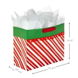 Hallmark Large Christmas Gift Bag with Tissue Paper (Red Stripes and ...