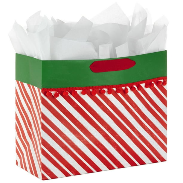 Hallmark Large Christmas Gift Bag with Tissue Paper (Red Stripes and ...