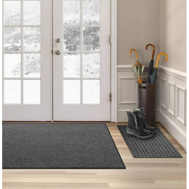 30-inch x 48-inch + 16-inch x 24-inch BOGO Dark Grey Needlepunch Mats ...